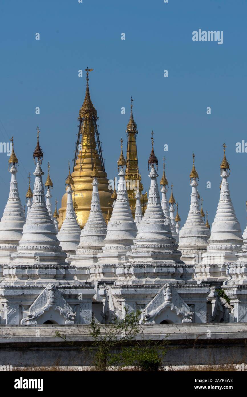 View of rows of stupas (shrines containing inscribed marble slabs) at ...