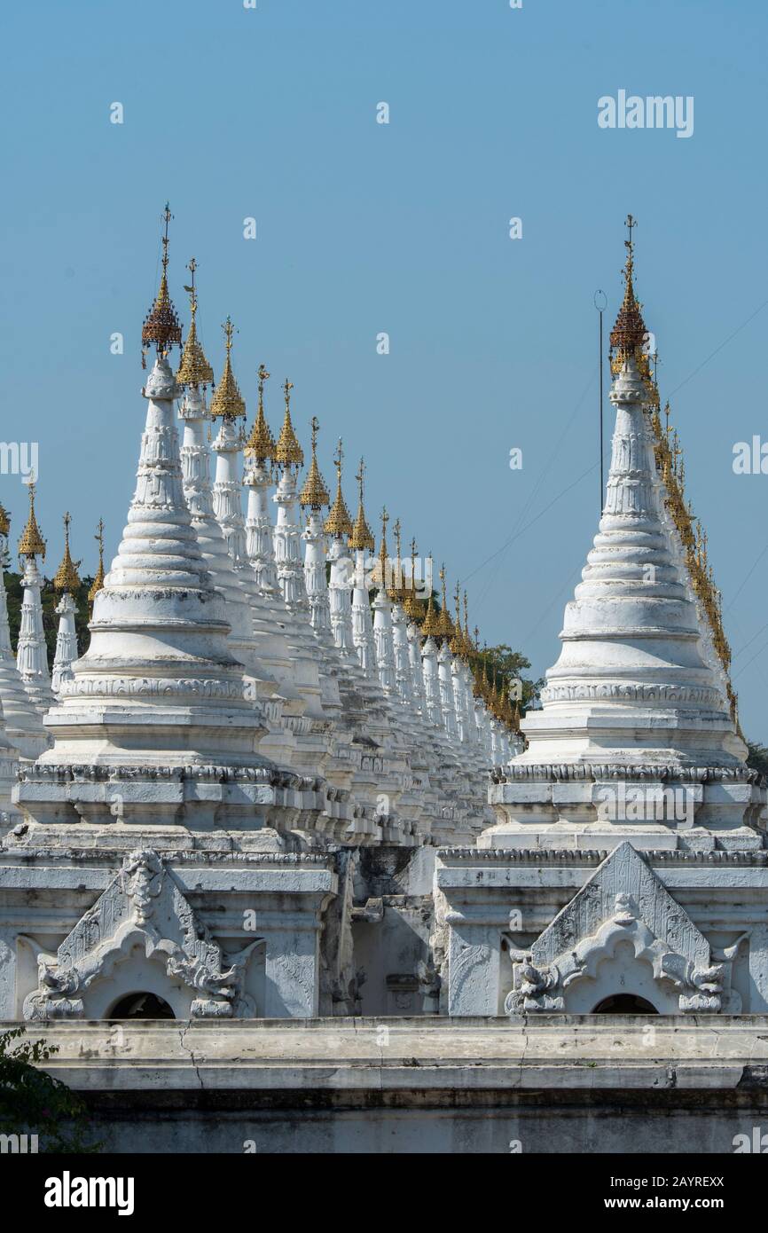 View of rows of stupas (shrines containing inscribed marble slabs) at ...