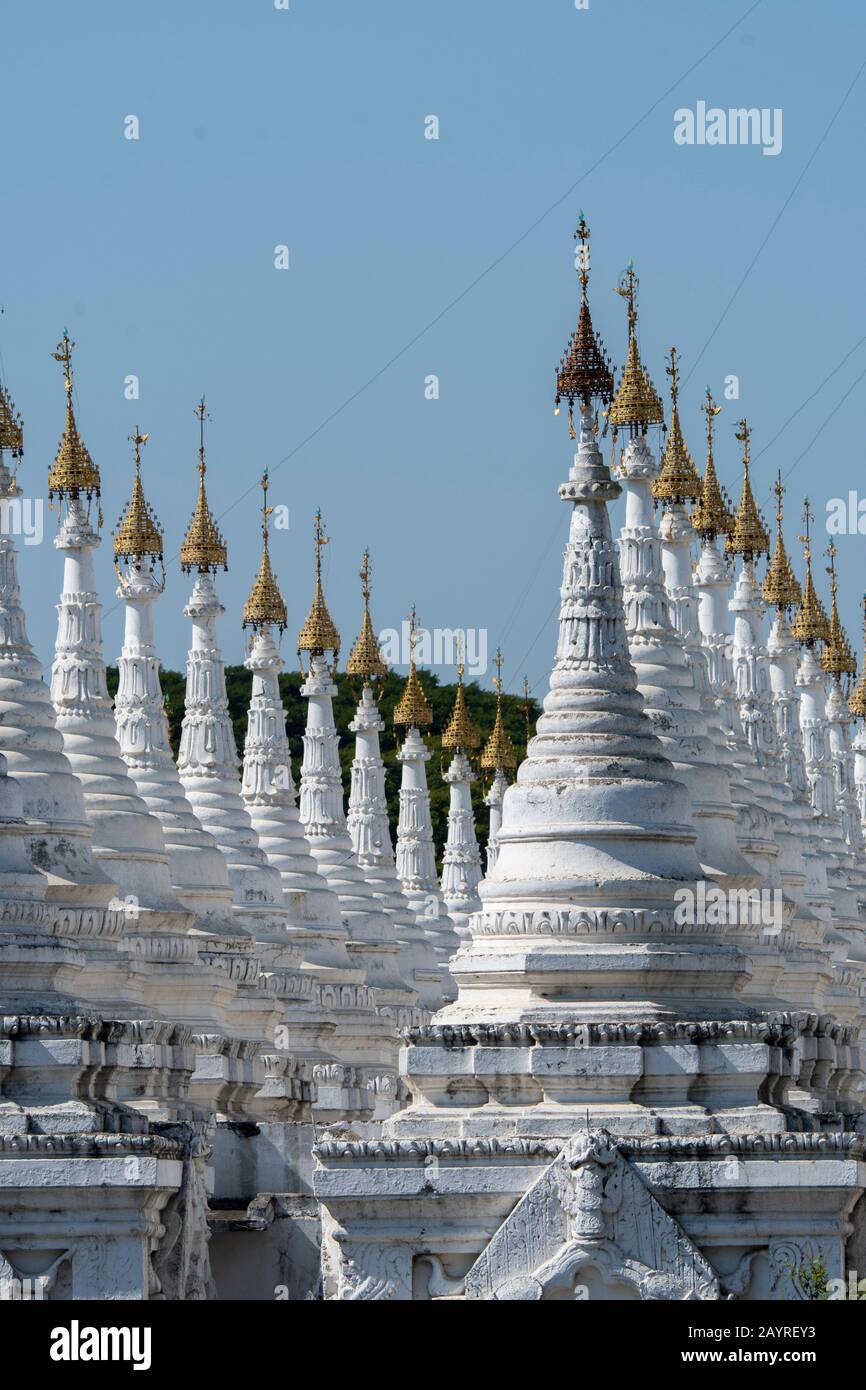 View of rows of stupas (shrines containing inscribed marble slabs) at ...