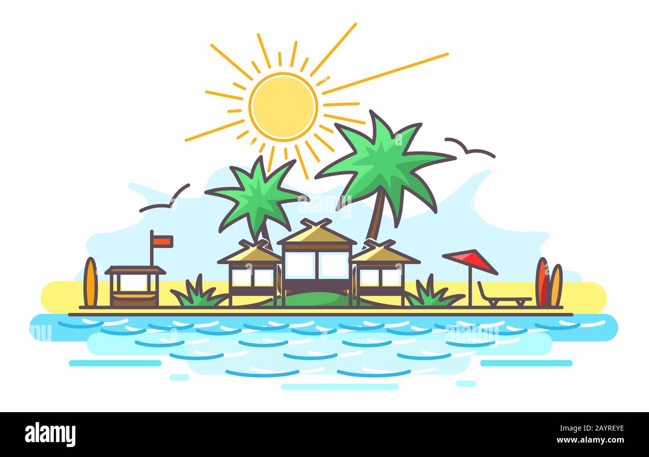 Outline sea beach landscape Stock Vector Image & Art - Alamy