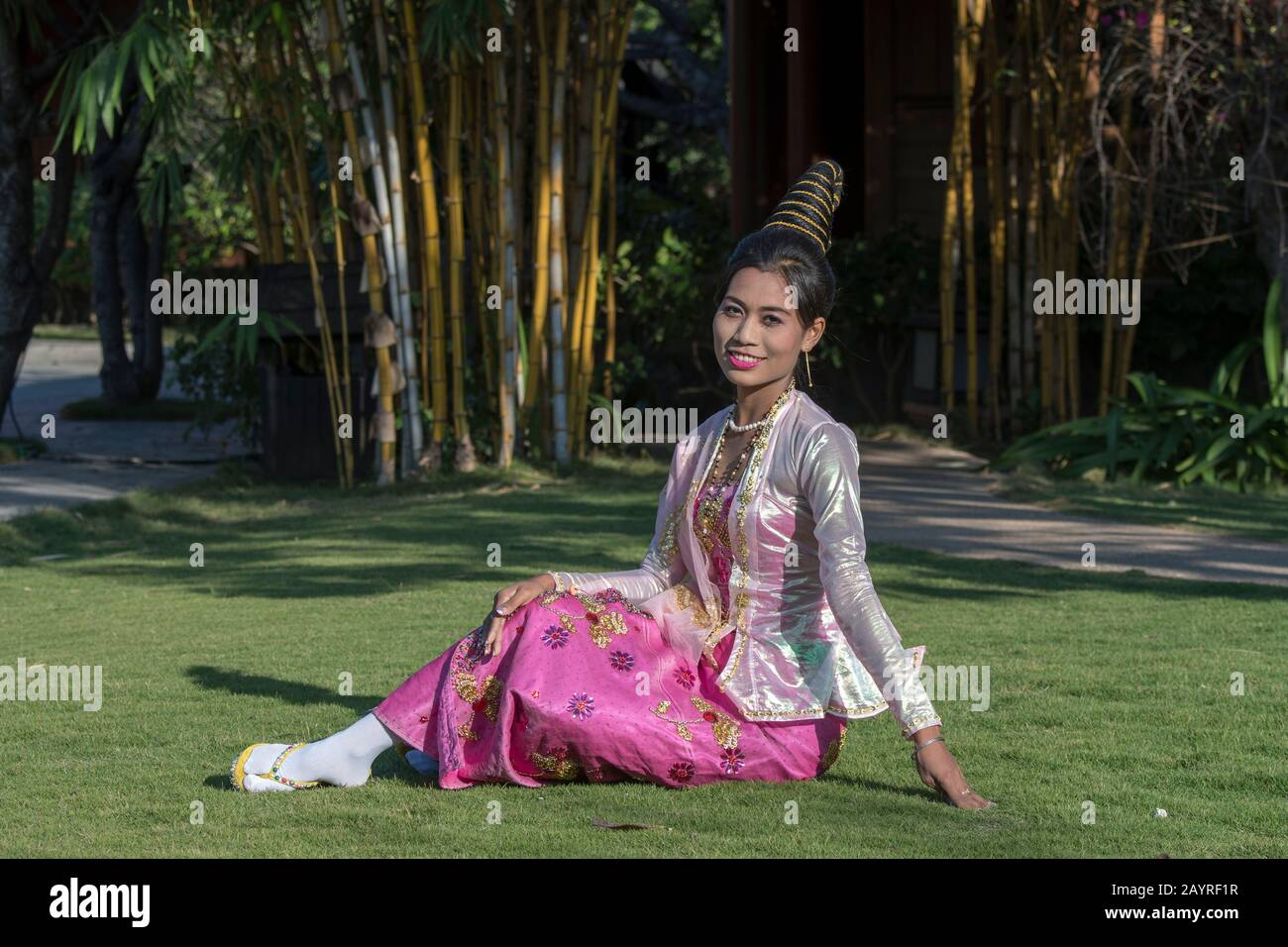 A model shoot at the Rupar Mandalar Resort in Mandalay, Myanmar with a ...