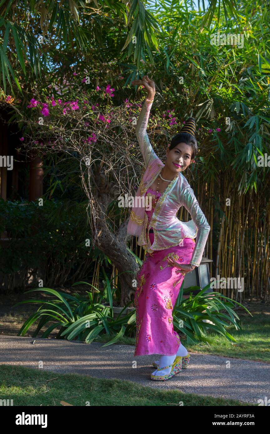 A model shoot at the Rupar Mandalar Resort in Mandalay, Myanmar with a ...