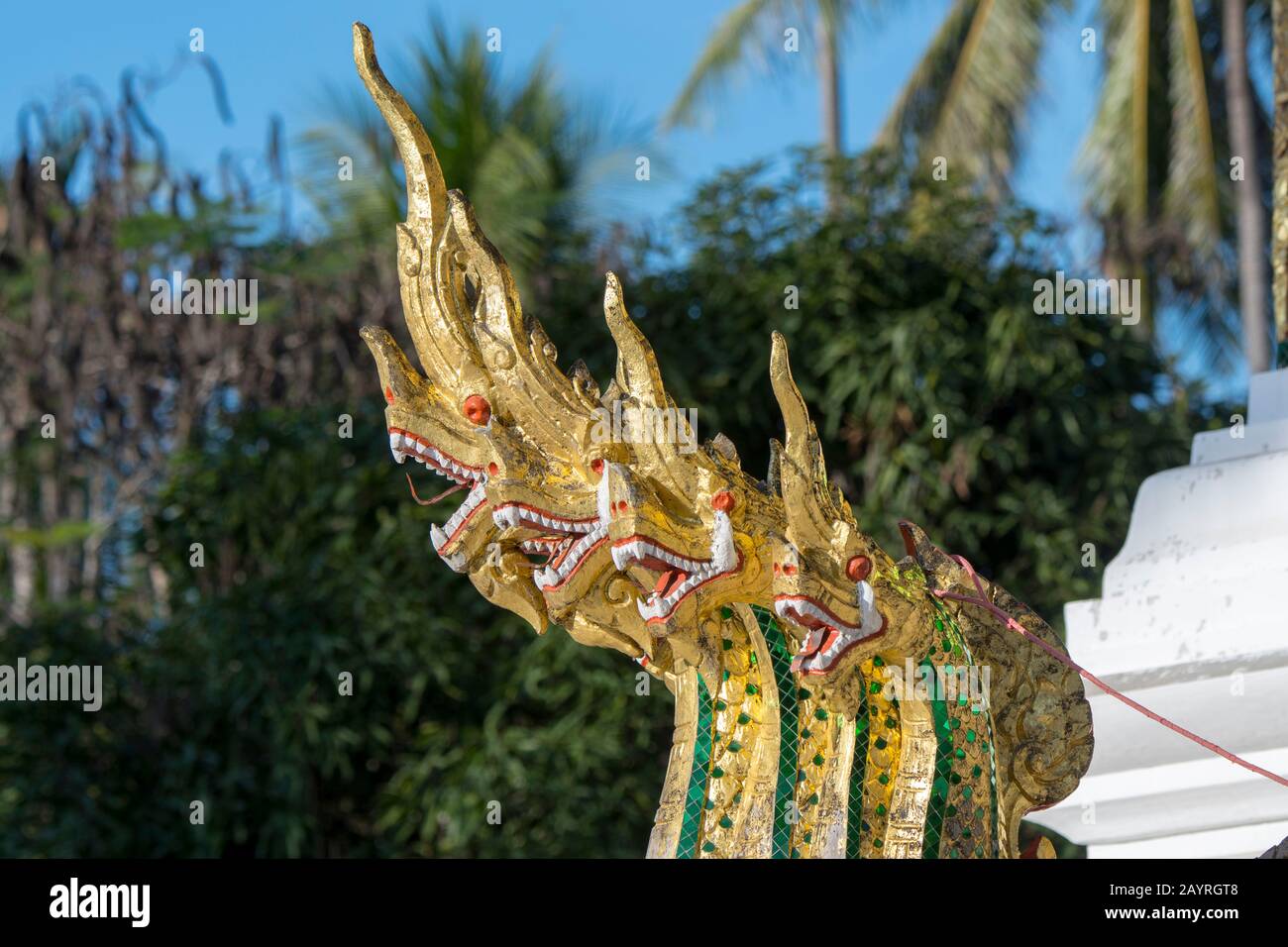 Detail of the stairways with multi headed mythological Naga serpents at ...