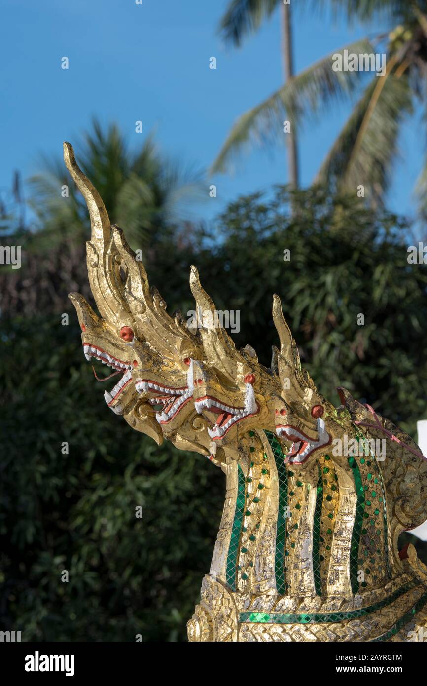 Detail of the stairways with multi headed mythological Naga serpents at ...
