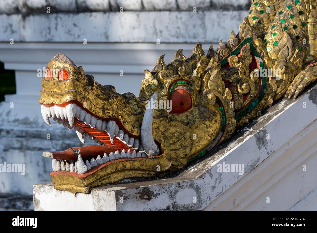 Detail of the stairways with multi headed mythological Naga serpents at ...