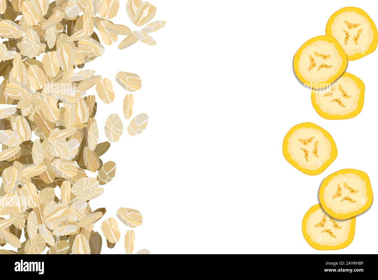 Rolled oats with bananas background vector illustration Stock Vector ...