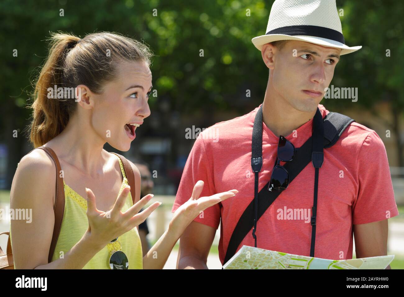a young couple arguing outdoors Stock Photo - Alamy