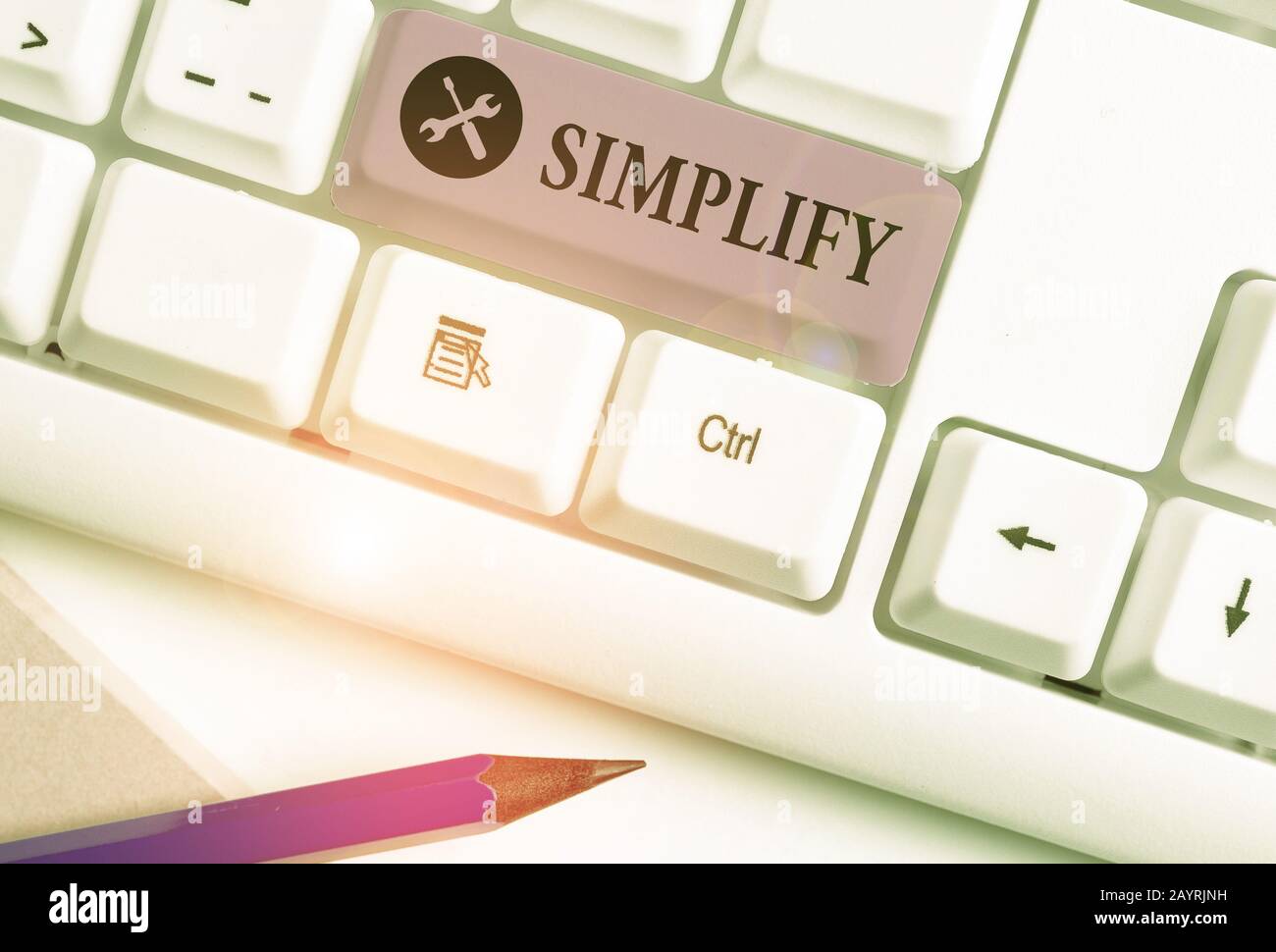 Conceptual hand writing showing Simplify. Concept meaning make ...