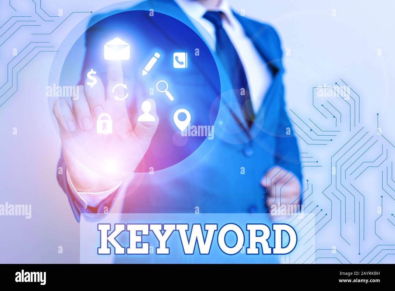 Writing note showing Keyword. Business concept for word which acts as ...