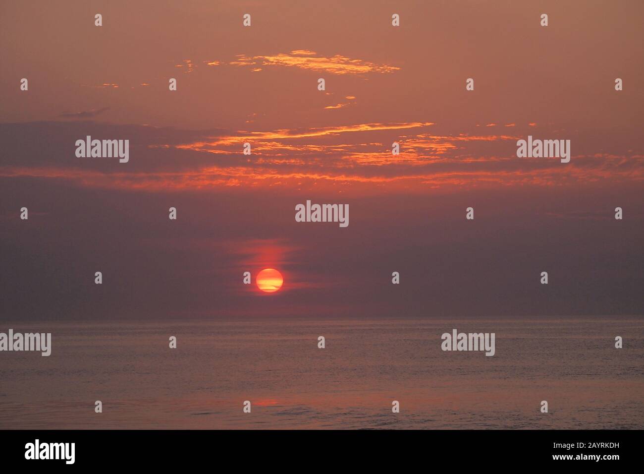 Sun rising over ocean off Cape Hatteras National Seashore in Outer ...