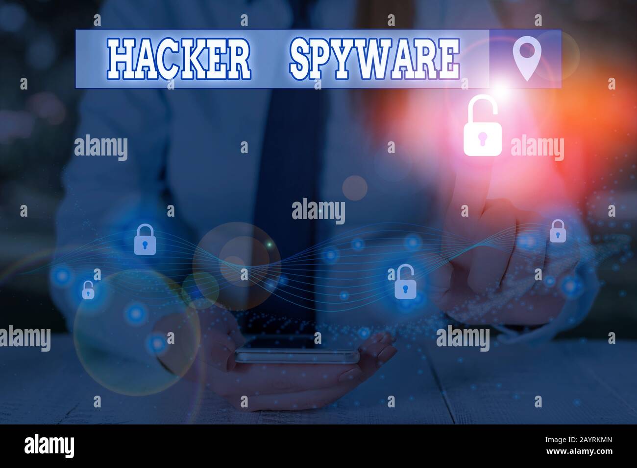 Text sign showing Hacker Spyware. Business photo showcasing ...
