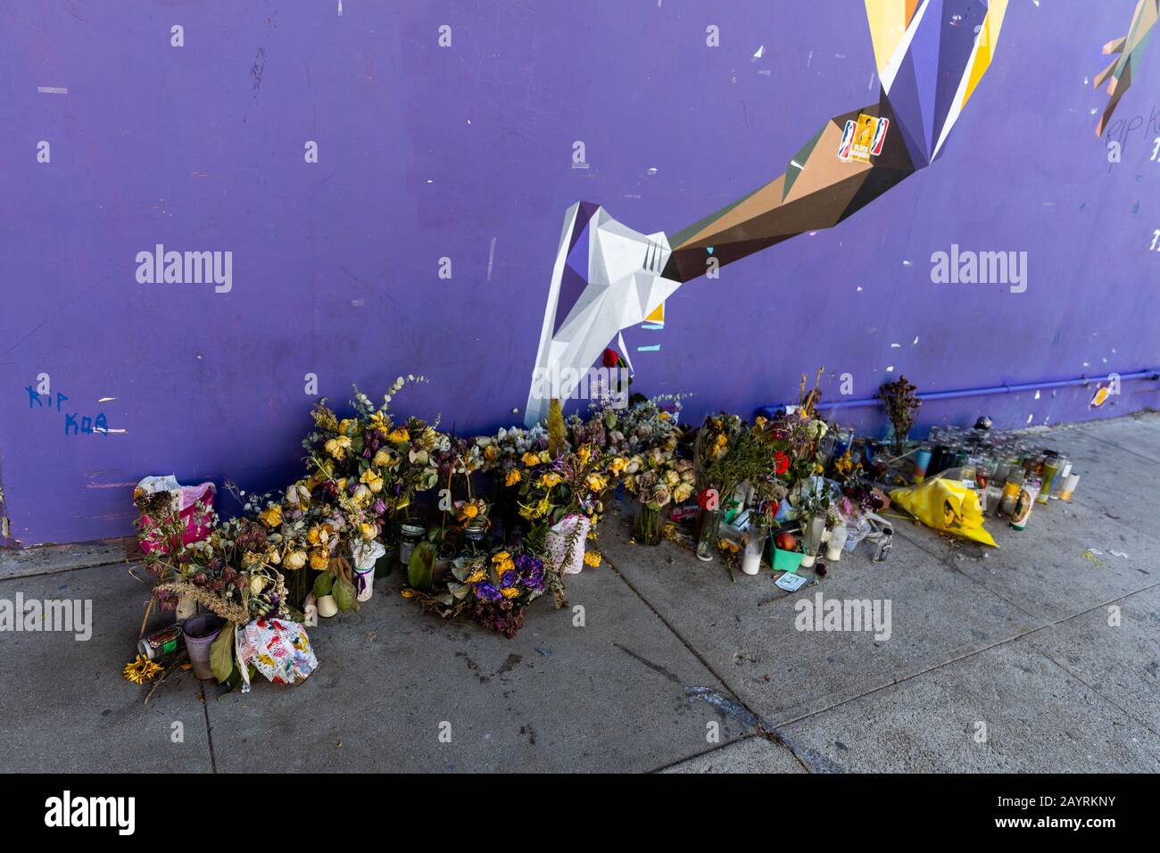 Kobe Bryant mural memorial shrine for fans Stock Photo - Alamy