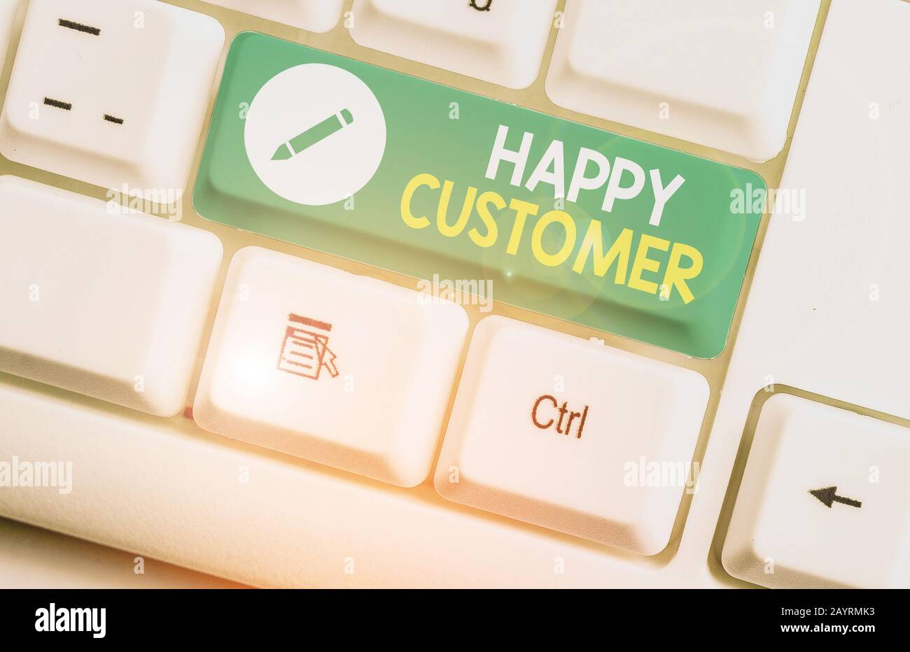 Writing note showing Happy Customer. Business concept for feeling of ...