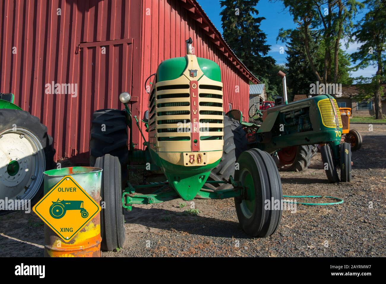 Old tractors in front of a barn in Whitman County in the Palouse ...