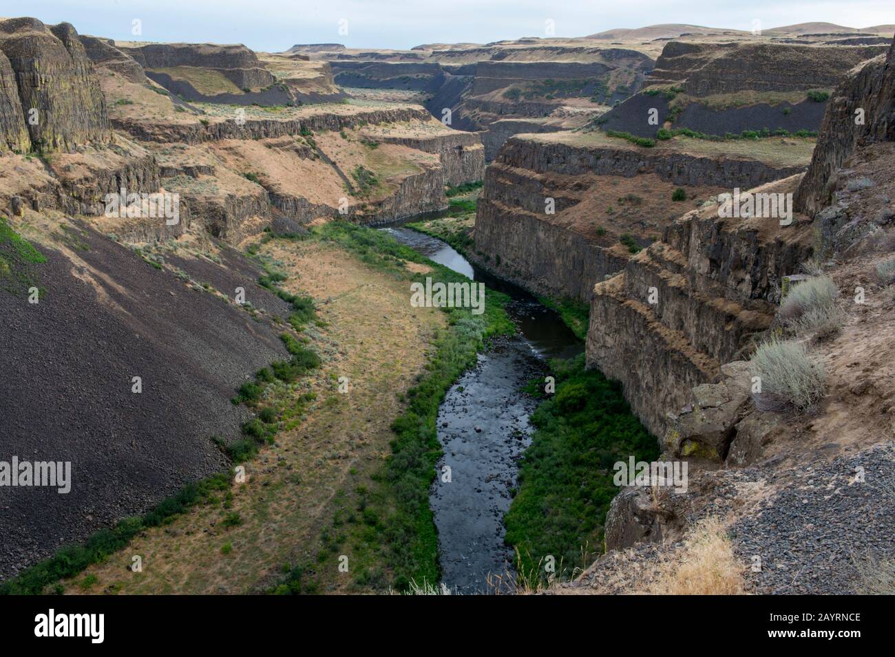View of the Palouse River canyon with basalt columns at the Palouse ...
