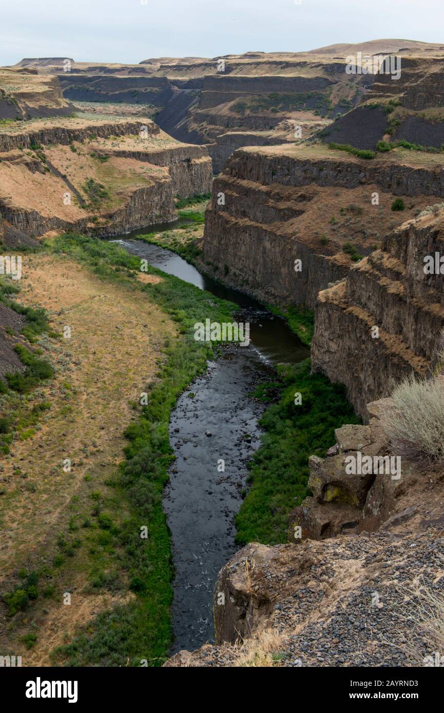 View of the Palouse River canyon with basalt columns at the Palouse ...