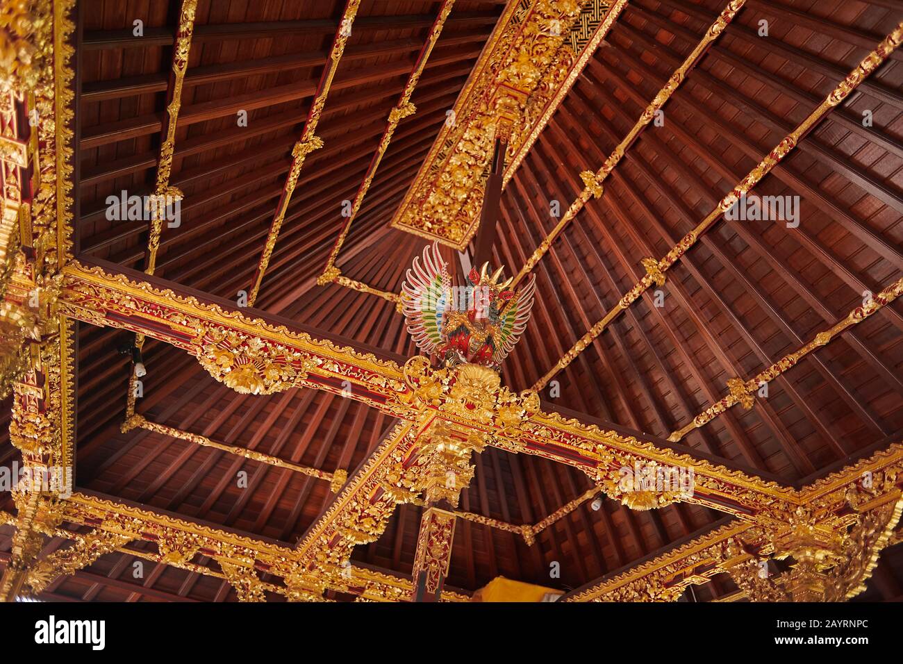 Roof of a Pagoda at the Hindu temple of Batuan on the island of Bali in ...