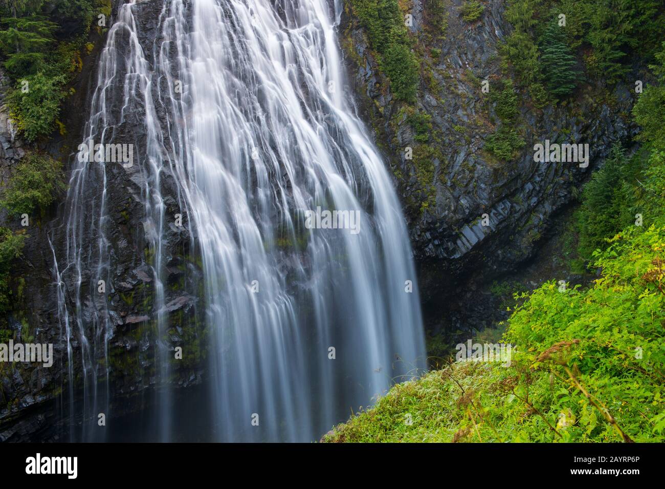 Detail of Narada Falls in Mt. Rainier National Park in Washington State ...