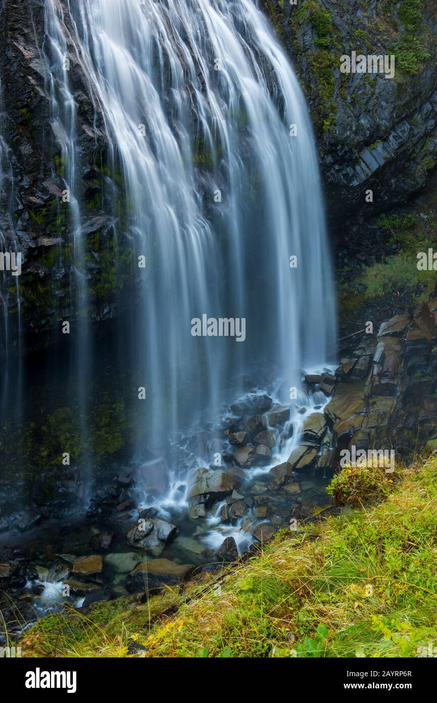 Detail of Narada Falls in Mt. Rainier National Park in Washington State ...