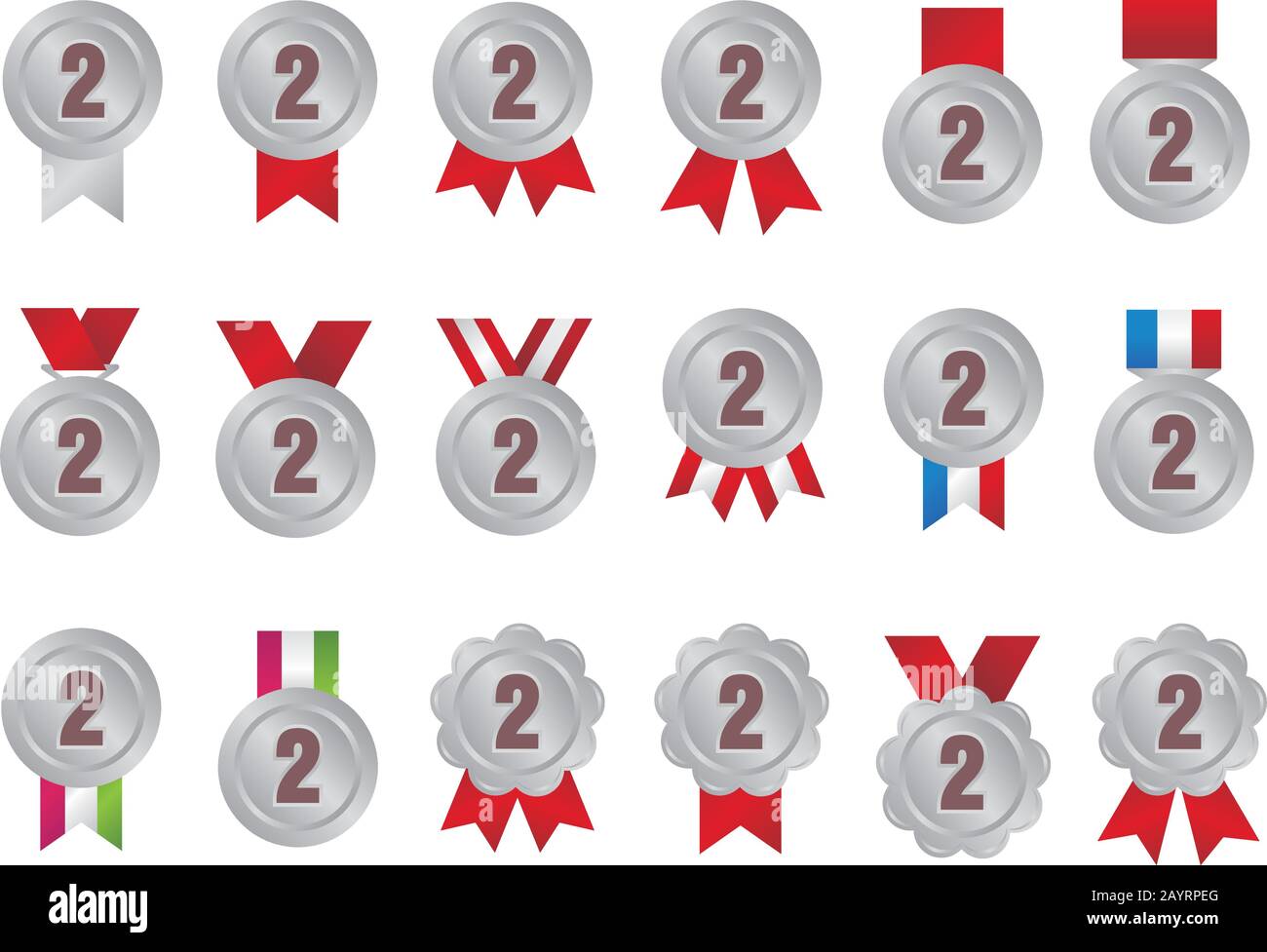 Ranking medal icon illustration. 2nd place (silver Stock Vector Image ...