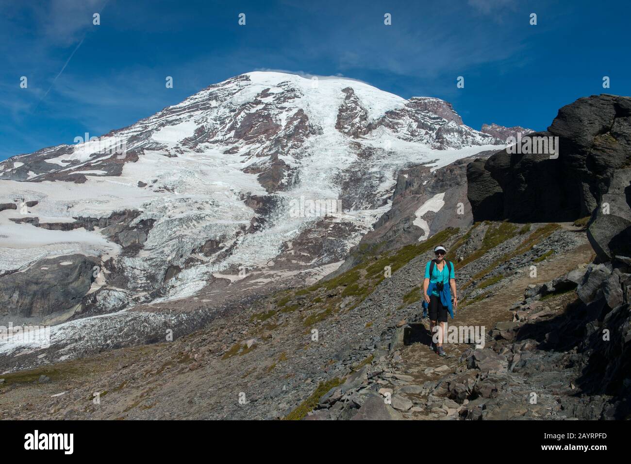 View from the Skyline Trail near Panorama Point of Mount Rainier and ...