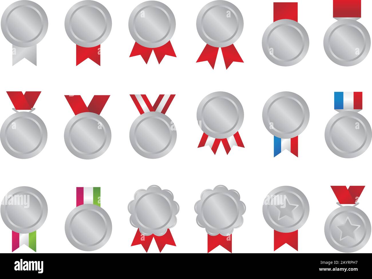 Silver medal icon illustration set Stock Vector Image & Art - Alamy