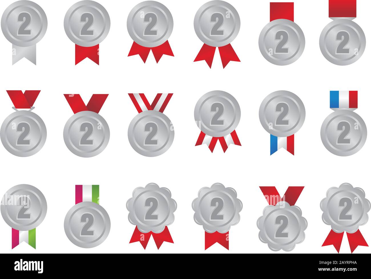 Ranking medal icon illustration. 2nd place (silver Stock Vector Image ...