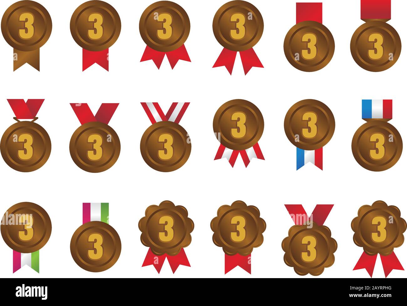 ranking medal icon illustration. 3rd place (bronze Stock Vector Image ...