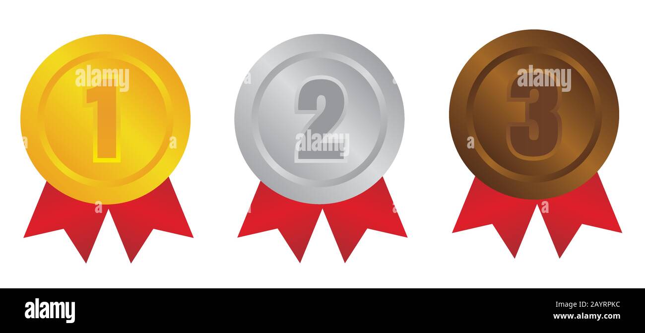 ranking medal icon illustration set. from 1st place to 3rd place. 3 ...