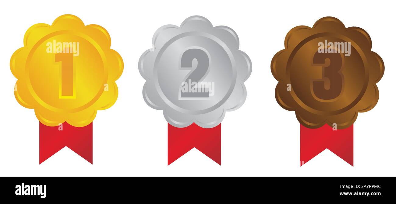 ranking medal icon illustration set. from 1st place to 3rd place. 3 ...