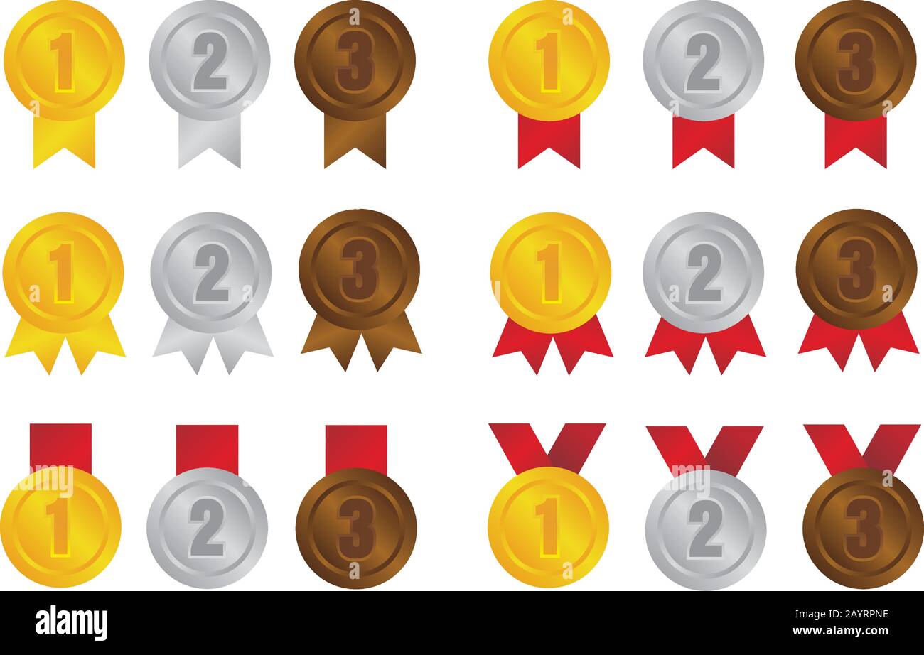 ranking medal icon illustration set. from 1st place to 3rd place Stock ...