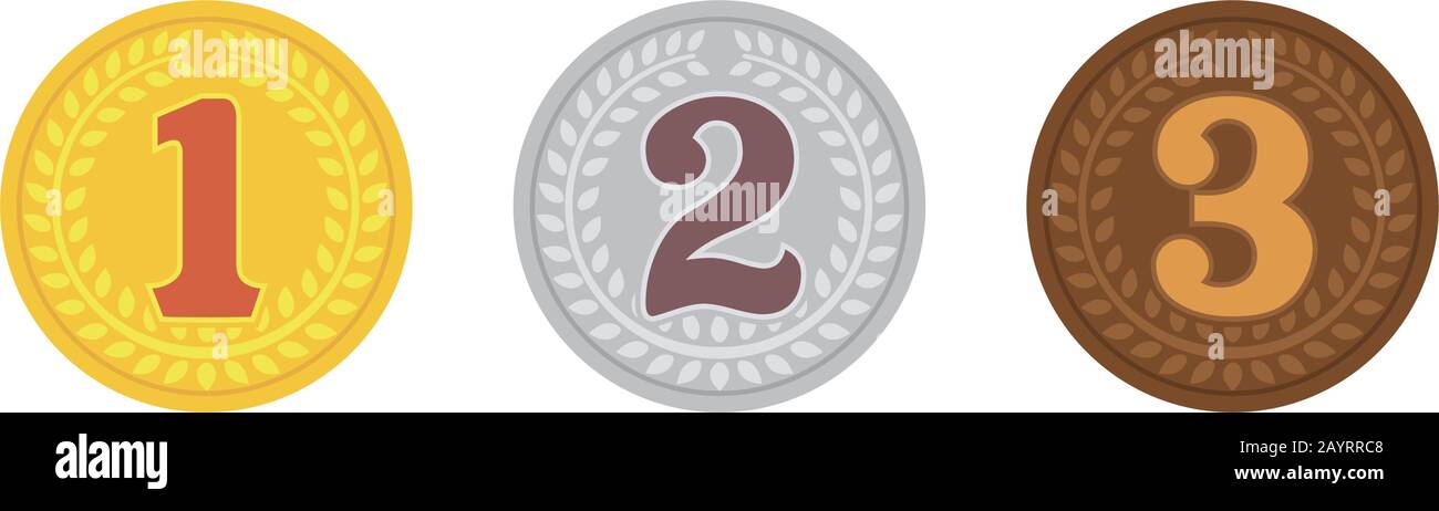 ranking medal icon illustration set. from 1st place to 3rd place. 3 ...