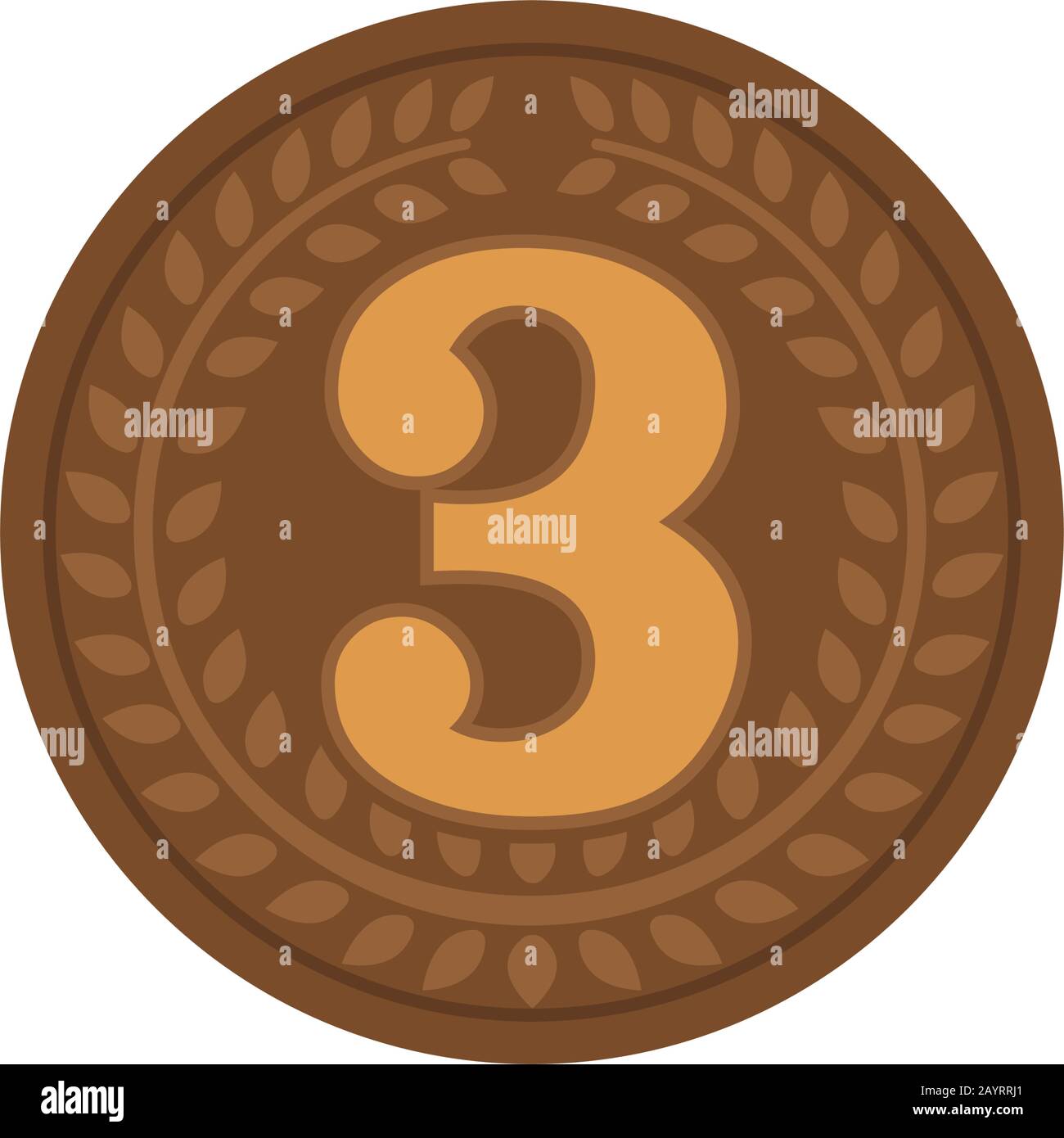 ranking medal icon illustration. 3rd place (bronze Stock Vector Image ...