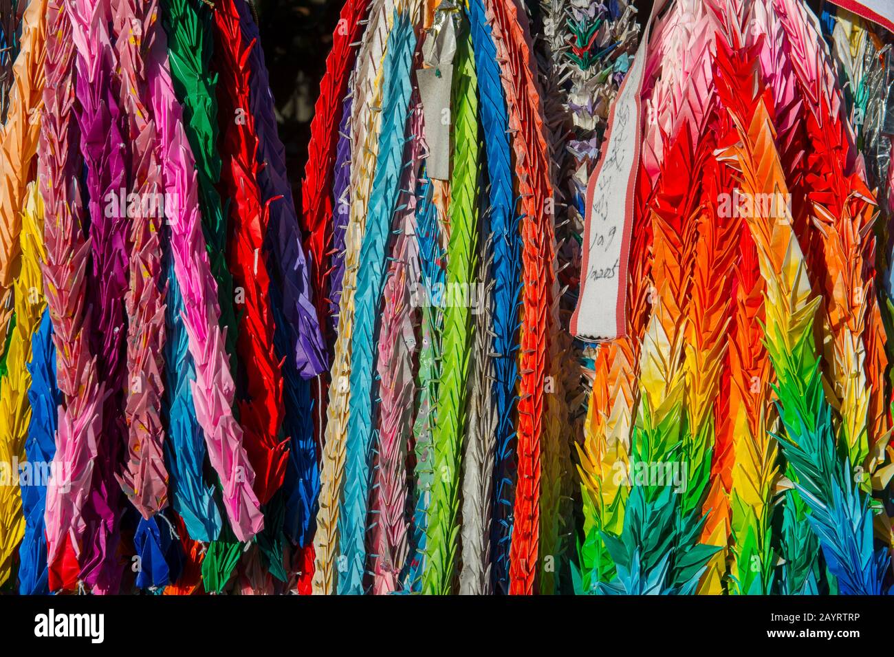 Close up of colorful origami offerings at the Fushimi Inari Taisha ...