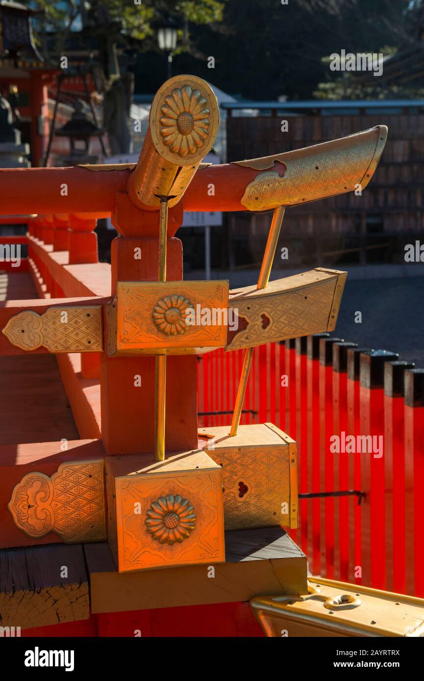Detail of the architecture of the Fushimi Inari Taisha shrine, a Shinto ...