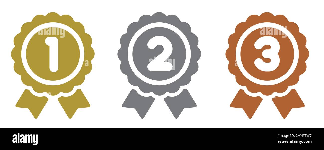 ranking medal icon illustration set. from 1st place to 3rd place (gold ...