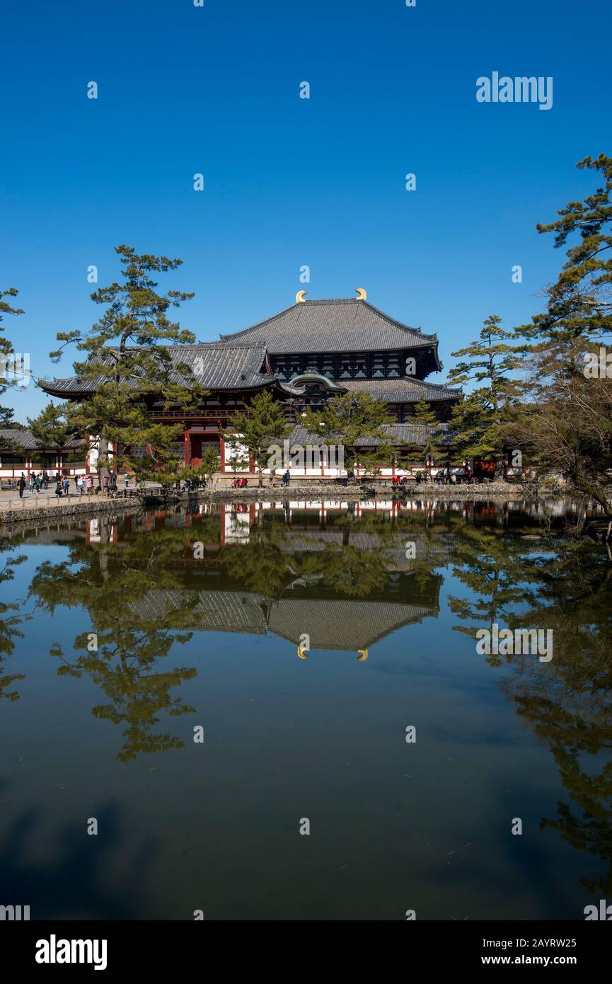 View of the Great Buddha Hall (daibutsuden) of the Todai-ji temple ...