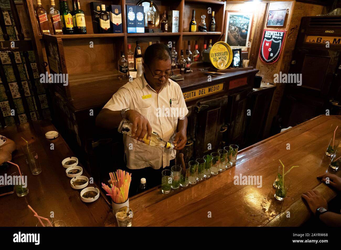 November 27, 2019, Havana, Cuba: Mojito cocktail in a bar in famous bar ...