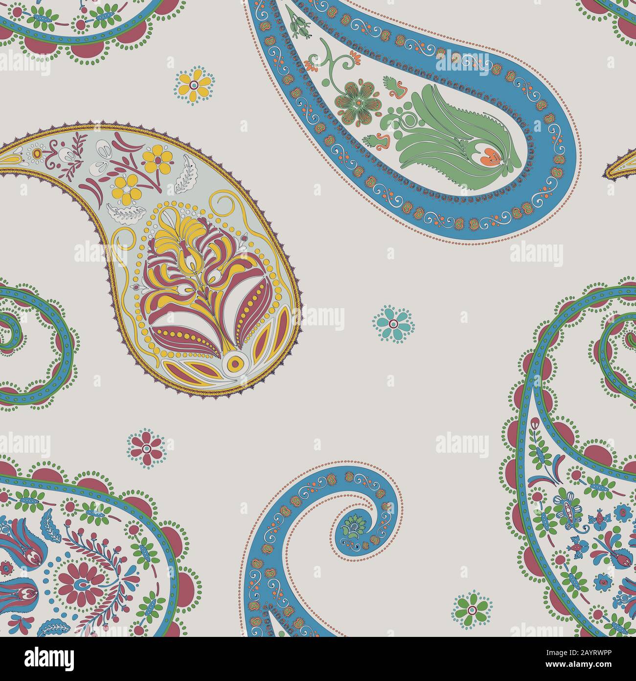 Hand drawn paisley seamless pattern, vector background Stock Vector ...