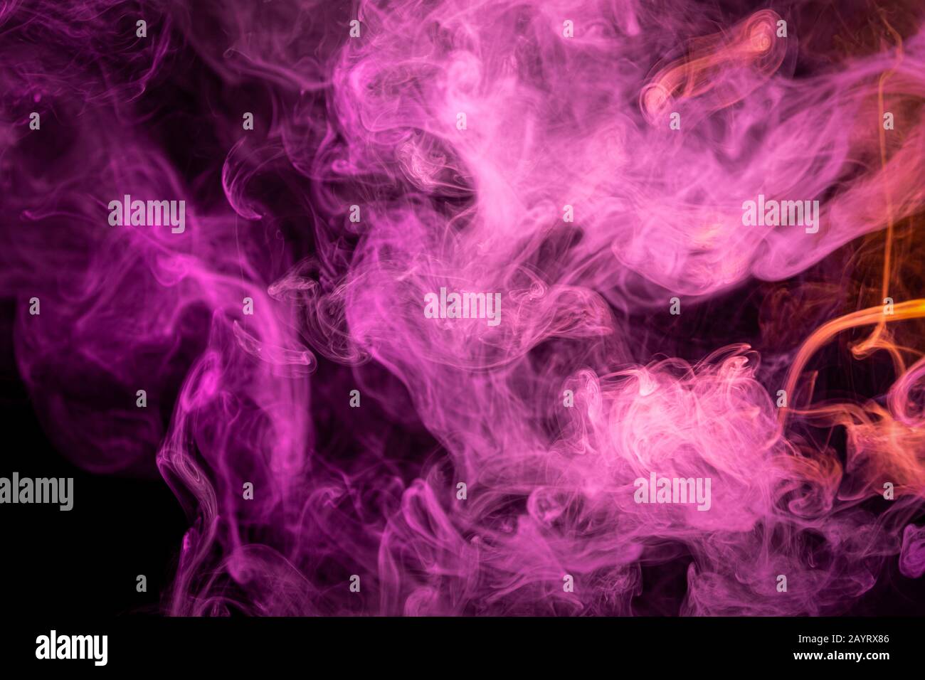 Pattern, Neon pink and orange smoke in the on a dark isolated ...