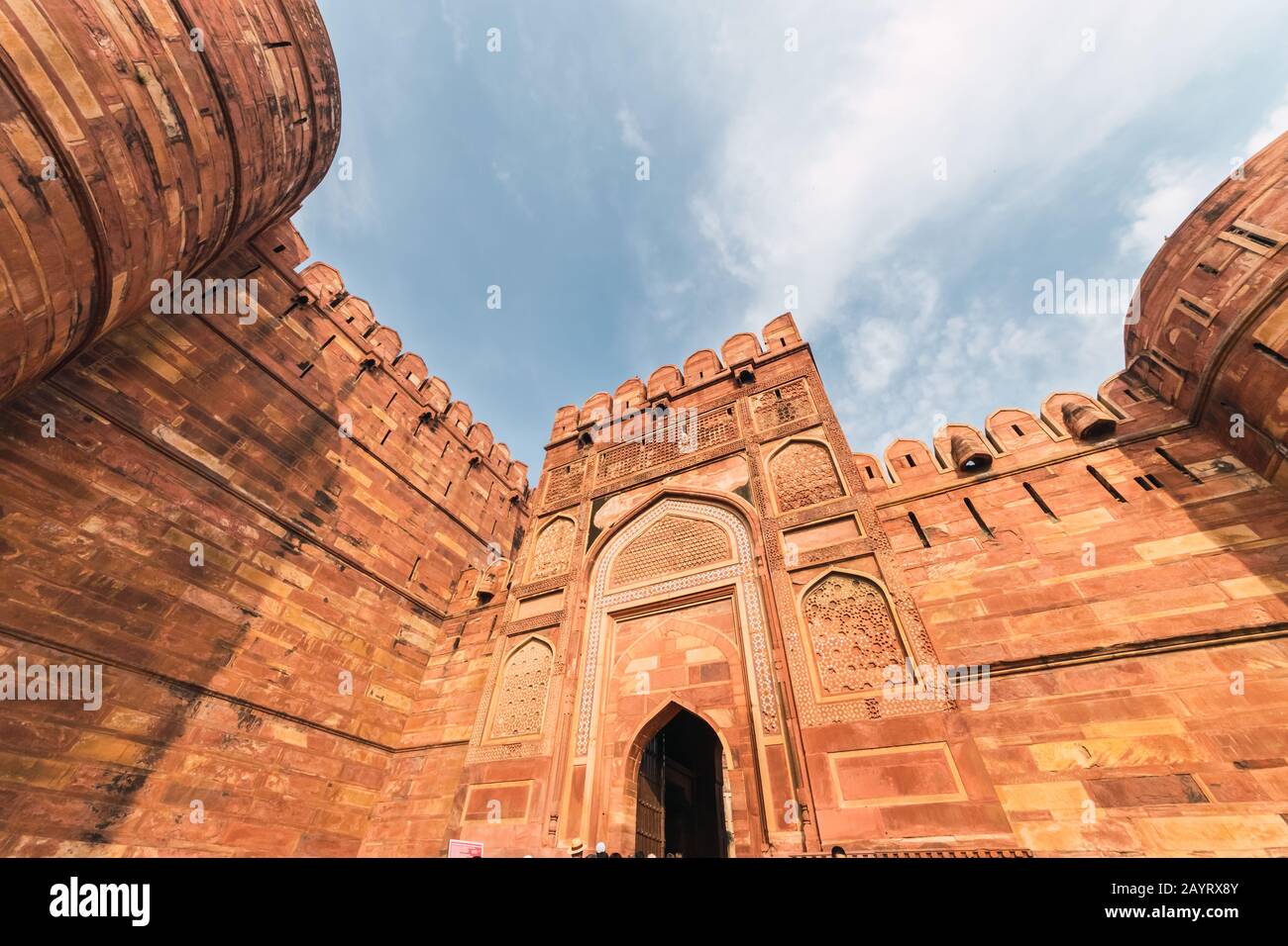 Historic red sandstone fort of medieval India Stock Photo - Alamy
