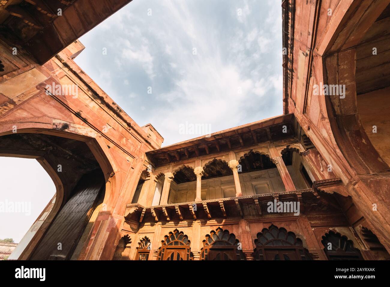 Historic red sandstone fort of medieval India Stock Photo - Alamy