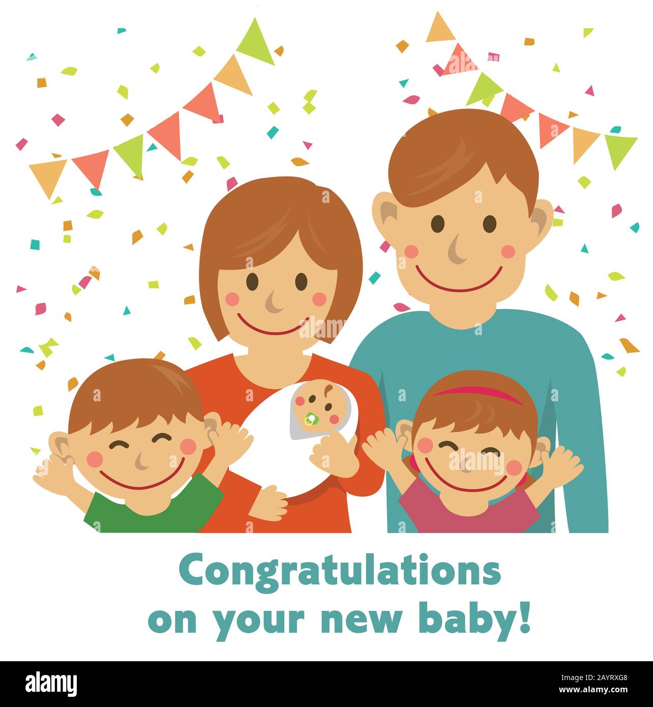 Happy family vector illustration / with baby Stock Vector Image & Art ...