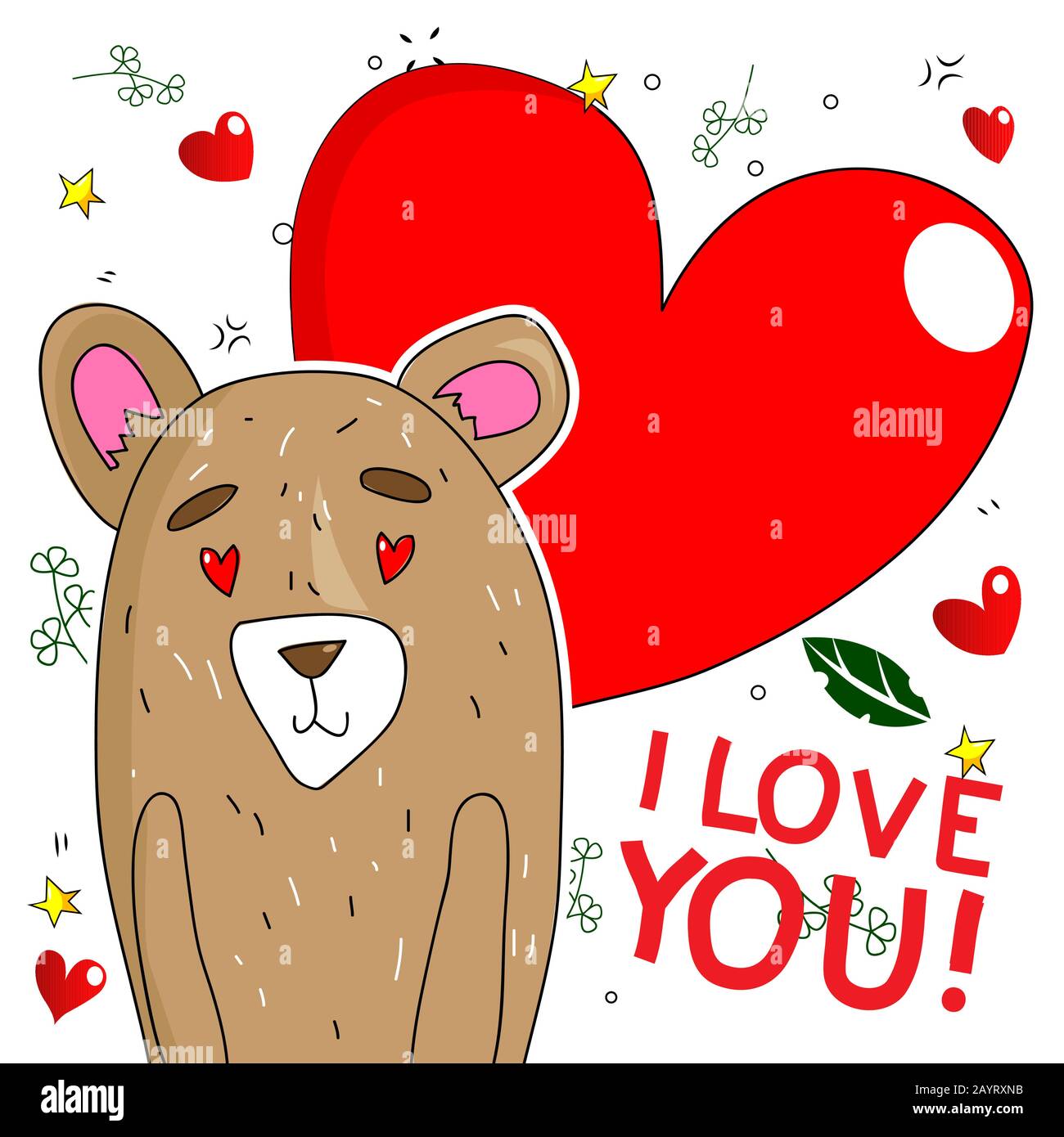 Teddy bear with heart Stock Vector Images - Alamy