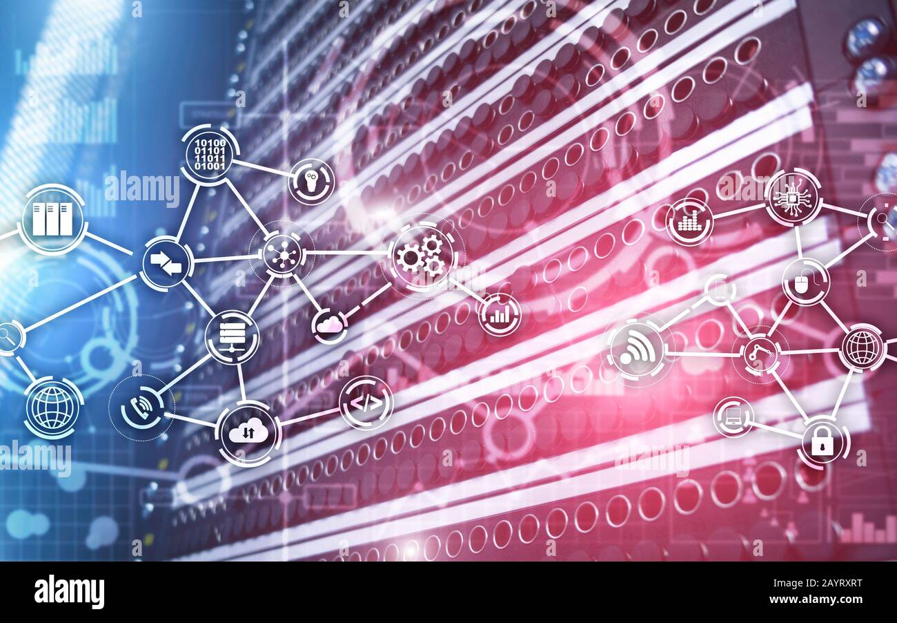 Server room IOT communication Smart industry internet of things concept ...