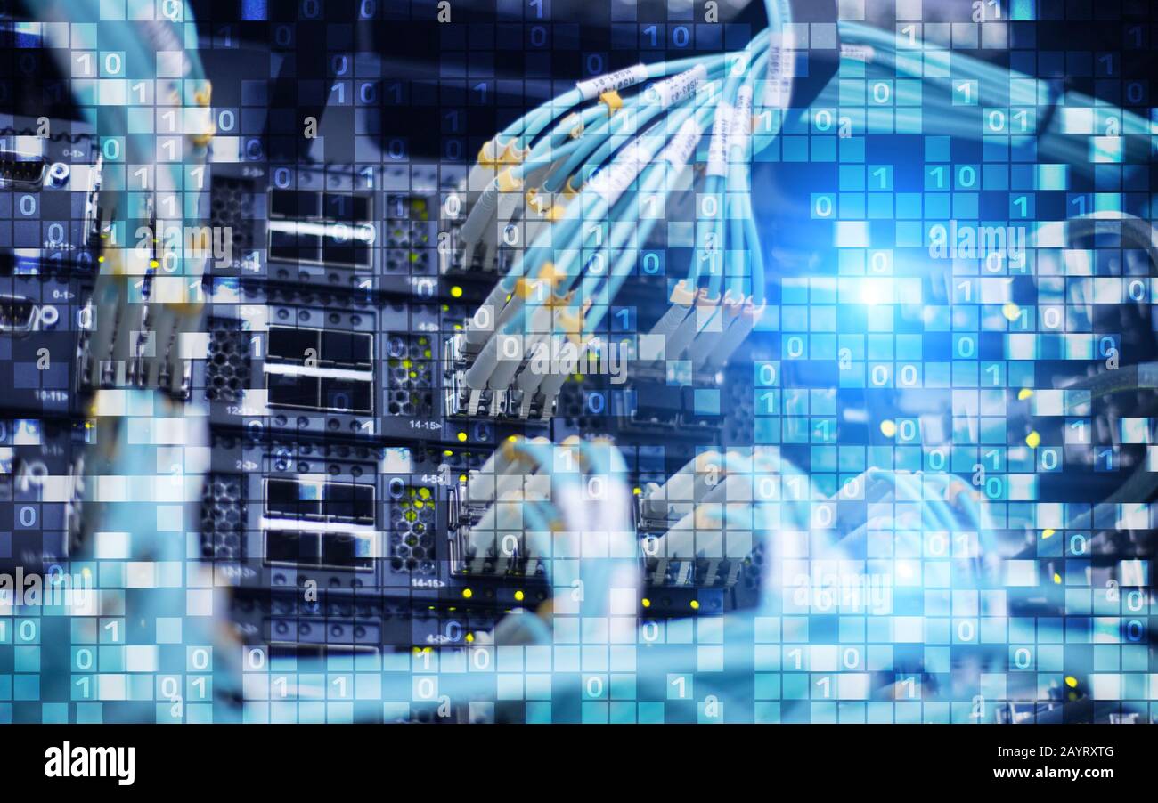Digital matrix binary code mainframe server room computing communication concept Stock Photo - Alamy