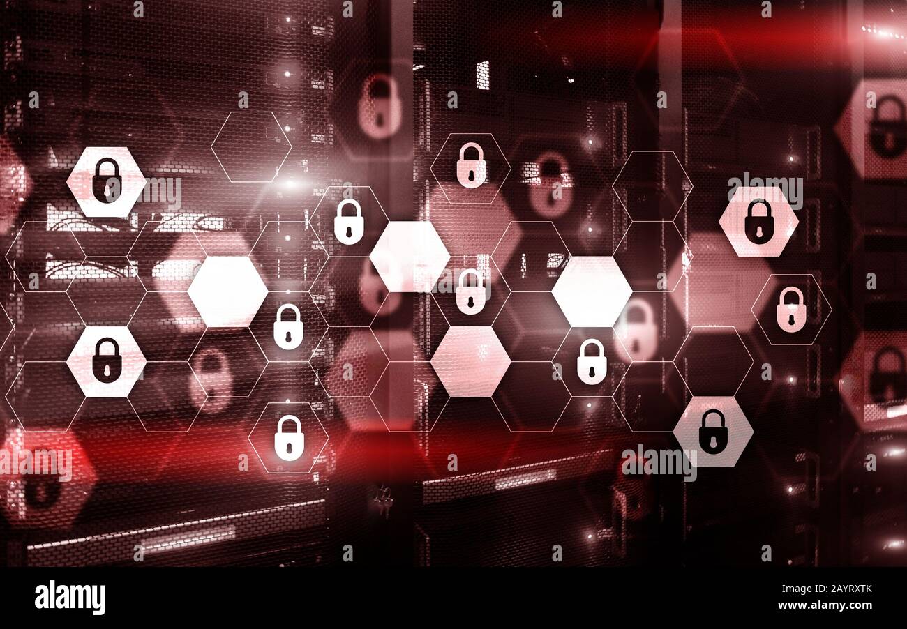 Server rack room digital security data protection concept Stock Photo ...