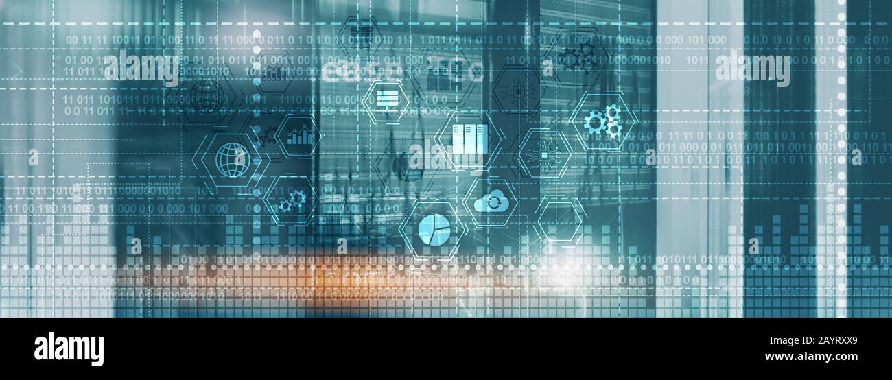 Binary code. ICT - information and telecommunication technology and IOT ...