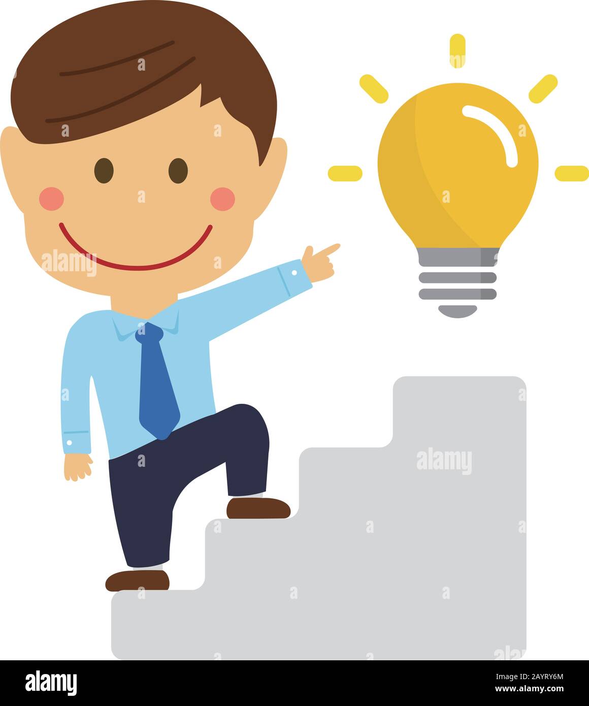 deformed cartoon businessman illustration of going up the stairs aiming ...