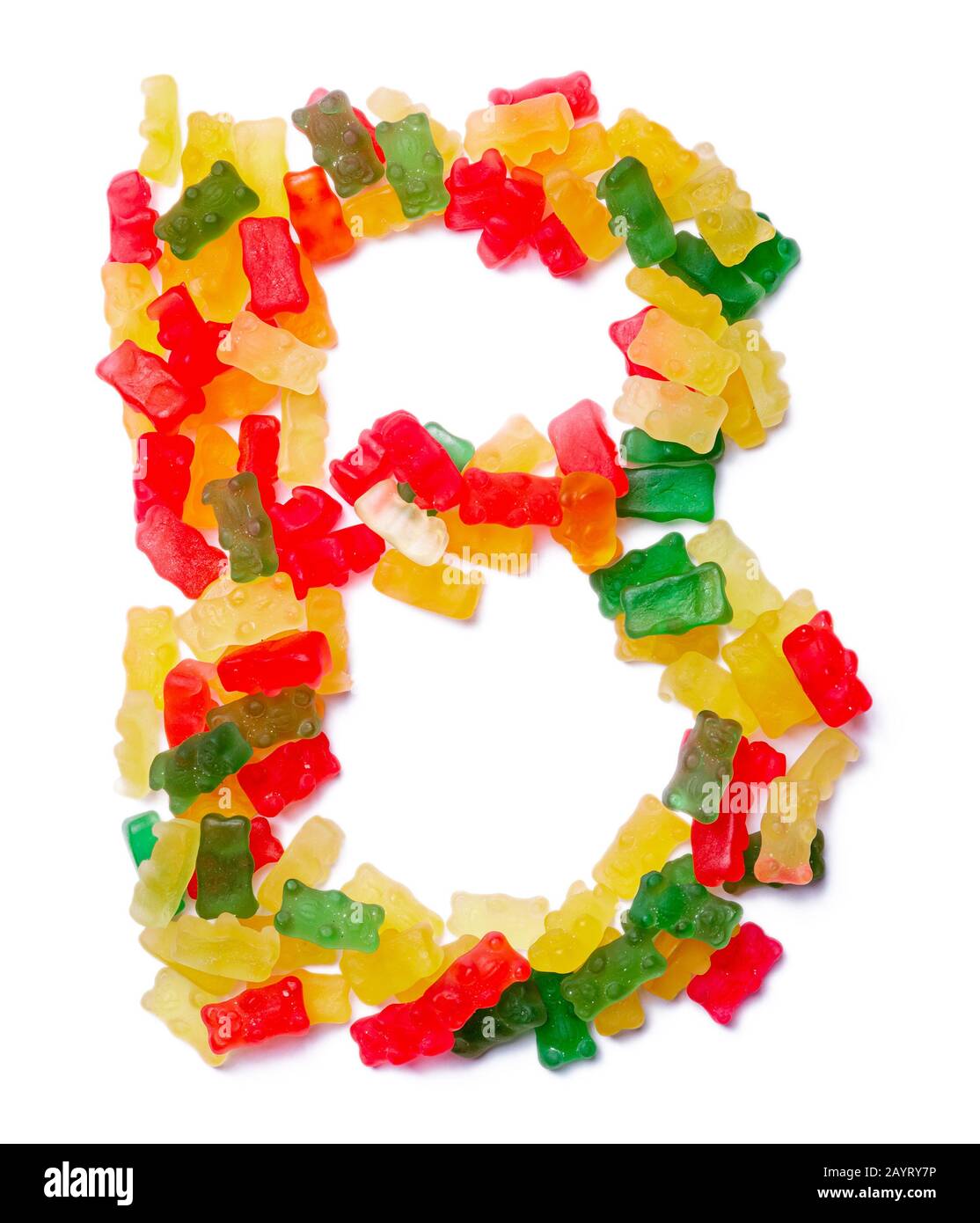 Letter B of the English alphabet from multi-colored chewing marmalade ...